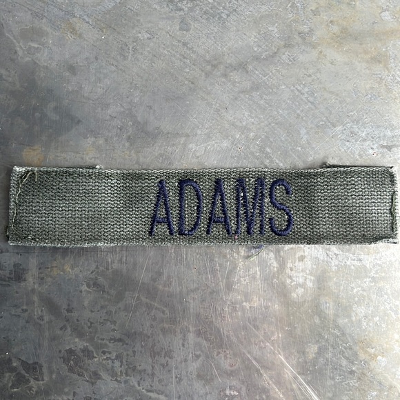 Other | Adams Embroidered Vintage Army Green Military Name Tape Patch ...